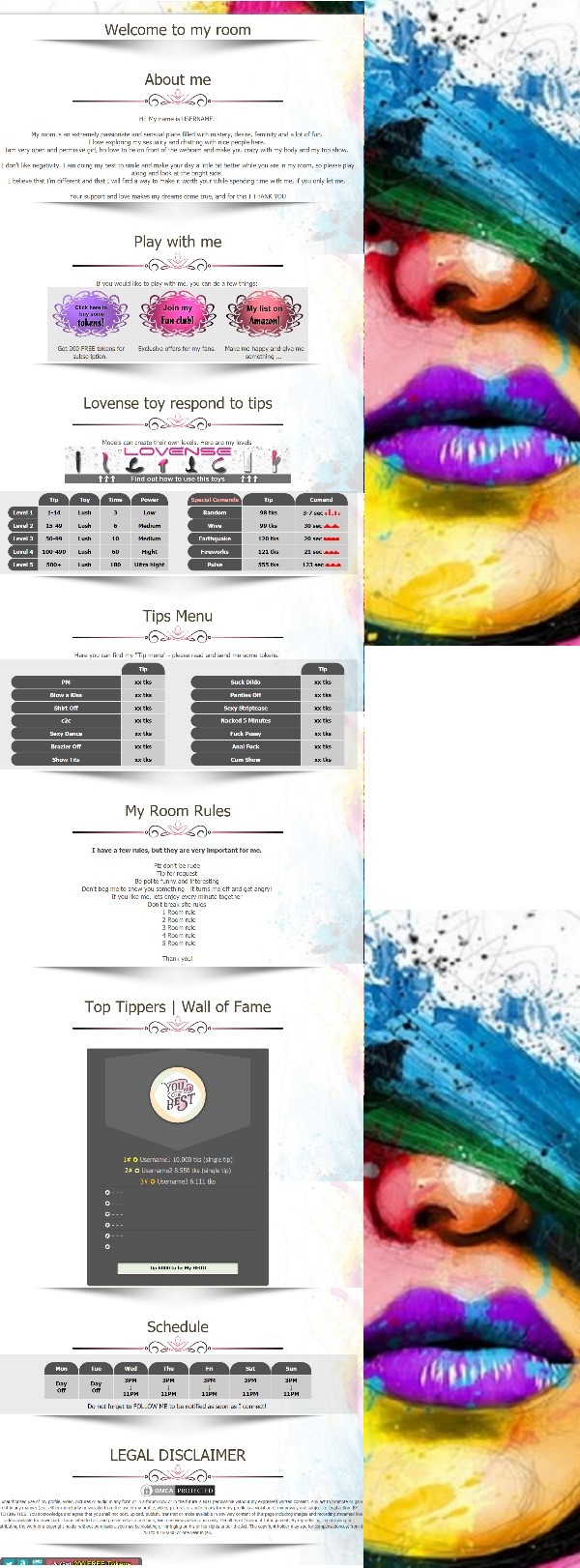 Design 4 - Chaturbate profile already created - Erotic Video Chat at Home